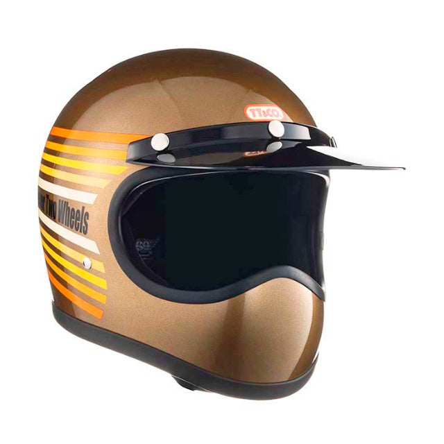 TT&CO. TOECUTTER SG/DOT RAINBOW OLD GOLD SMALL FULL FACE MOTORCYCLE ...