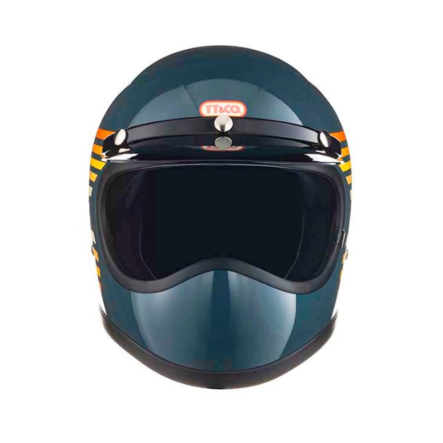 TT&CO. TOECUTTER SG/DOT RAINBOW VINTAGE BLUE SMALL FULL FACE MOTORCYCLE ...