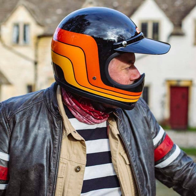 TT&CO. TOECUTTER SG/DOT 70's LINE BLACK SMALL FULL FACE MOTORCYCLE ...