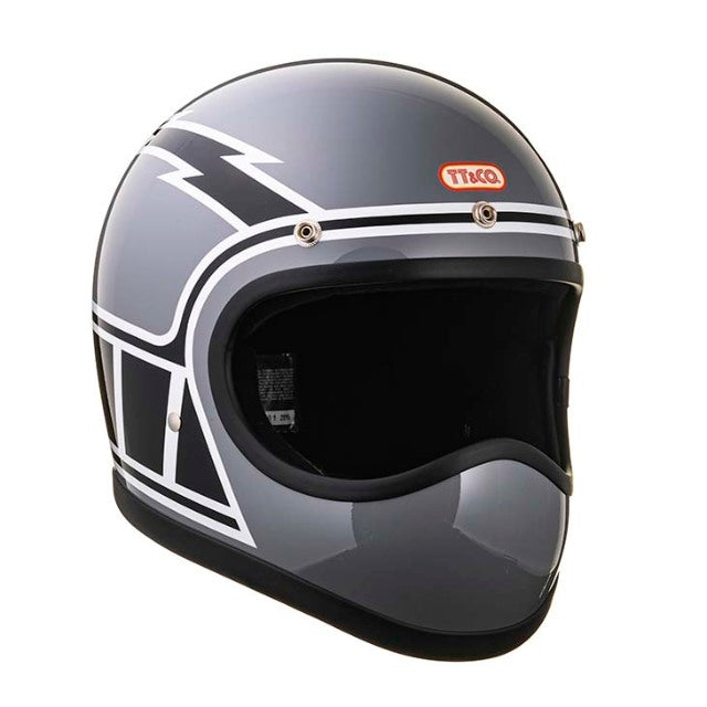 TT&CO. TOECUTTER SG/DOT STROBEFLASH GRAY SMALL FULL FACE MOTORCYCLE ...